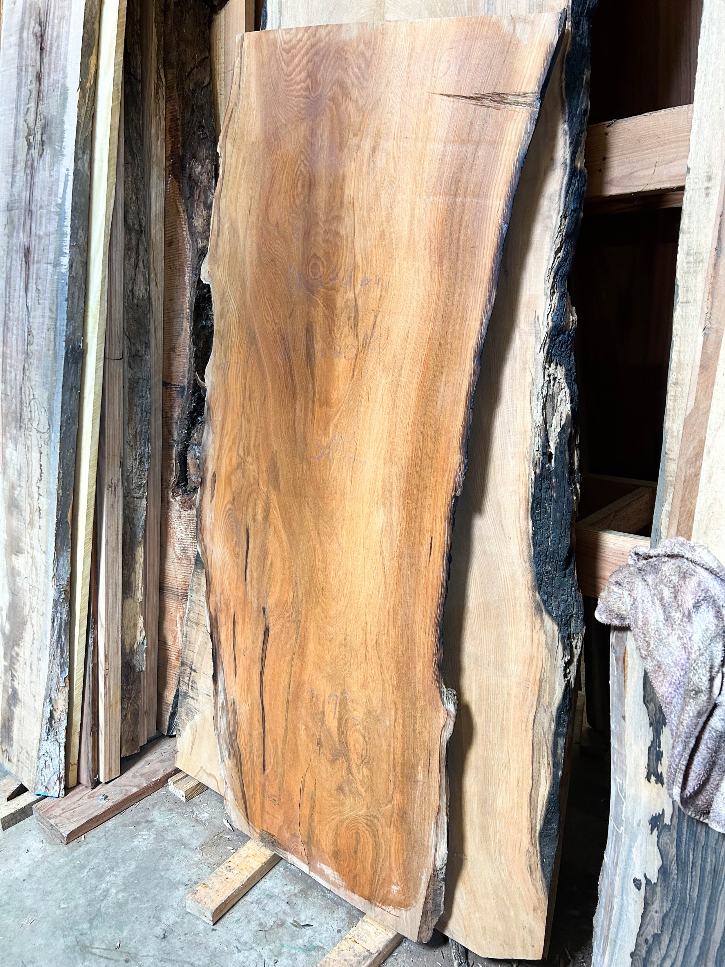 Matumi, South African 12/4 Live Edge Slabs - 77"x 29-34"x3" [WE343 ...